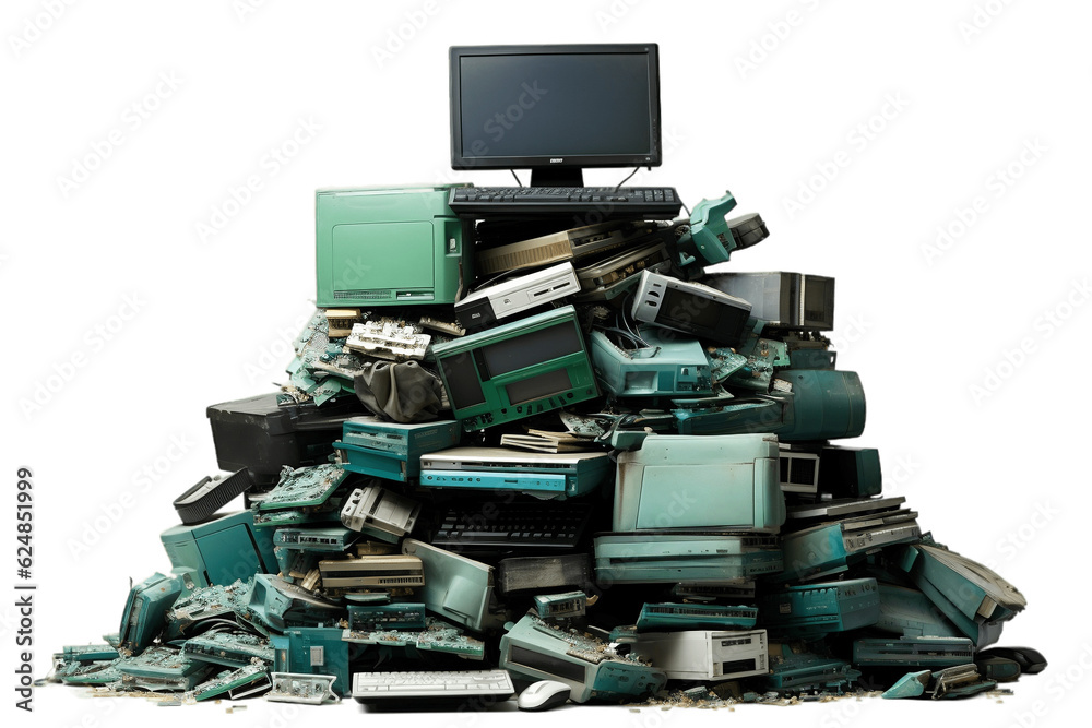 Heap of E-Waste on Transparent Background. AI Stock Photo | Adobe Stock