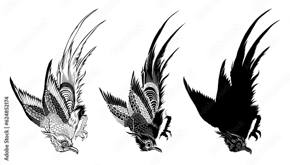 mythical iconic bird illustration in variations Stock Vector | Adobe Stock