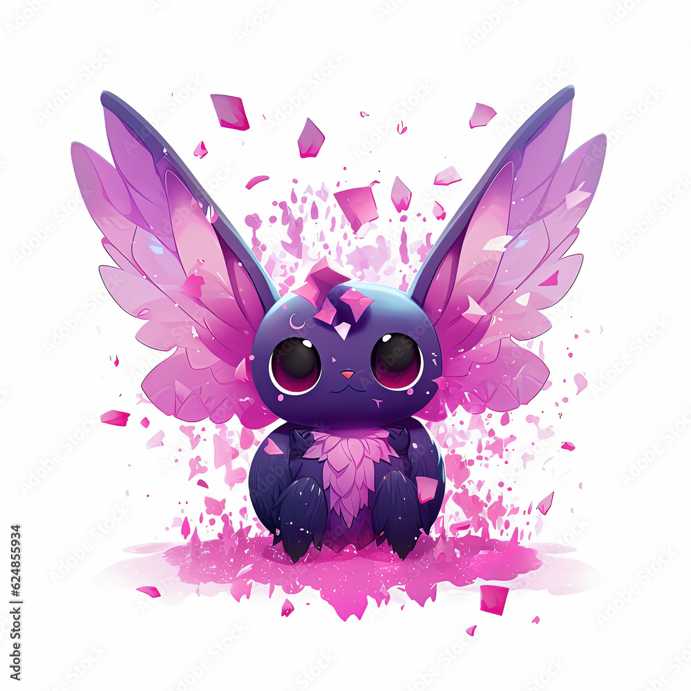 cute cartoon monster with confetti sprinkles, Mothman, a low poly ...