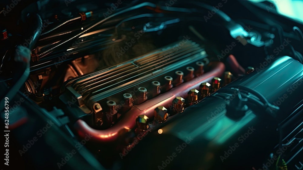 Cars cooling system photo realistic illustration - Generative AI. Stock ...