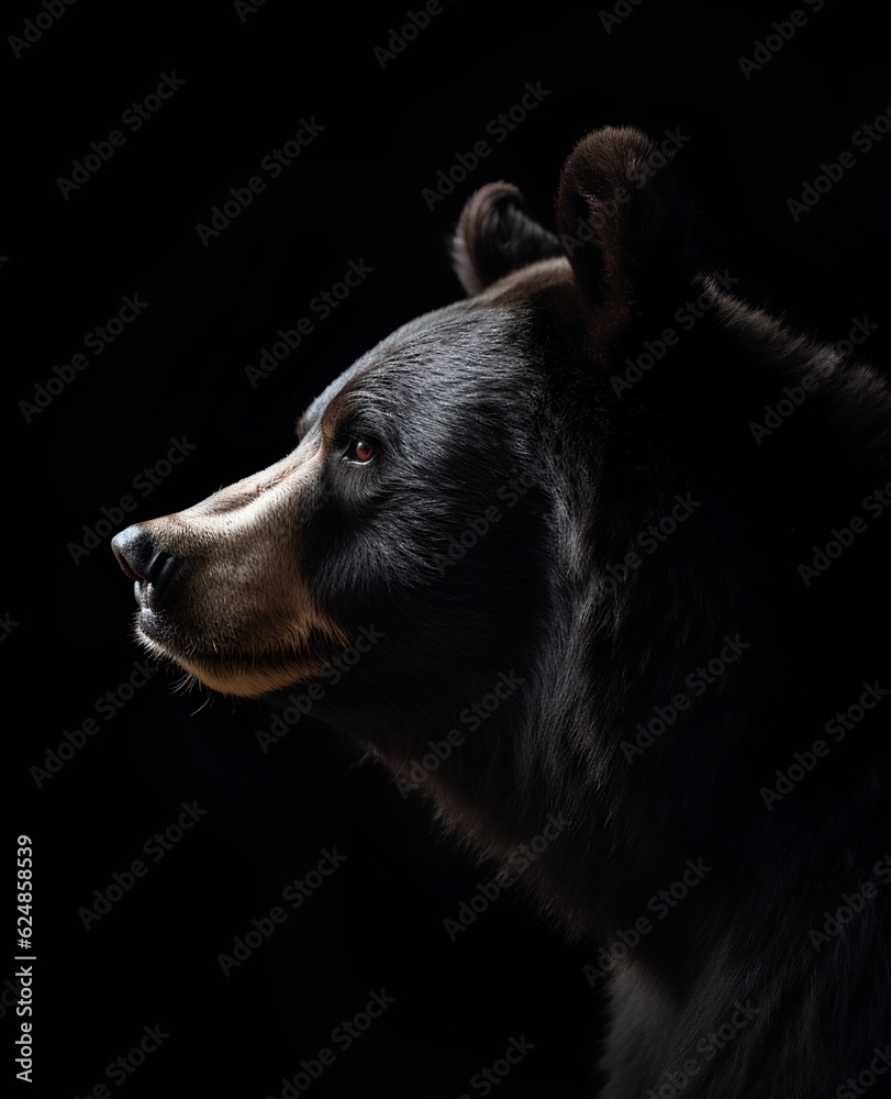 Black bear profile portrait Stock Illustration | Adobe Stock