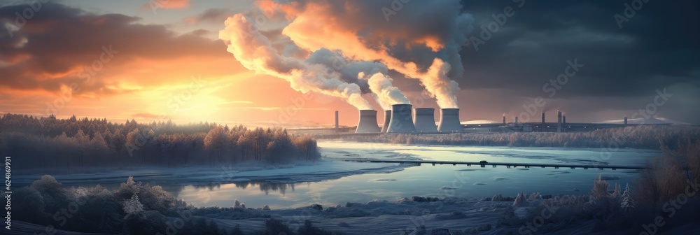 A Painting Of A Factory With Smoke Pouring Out Of It. Smoke Stack ...