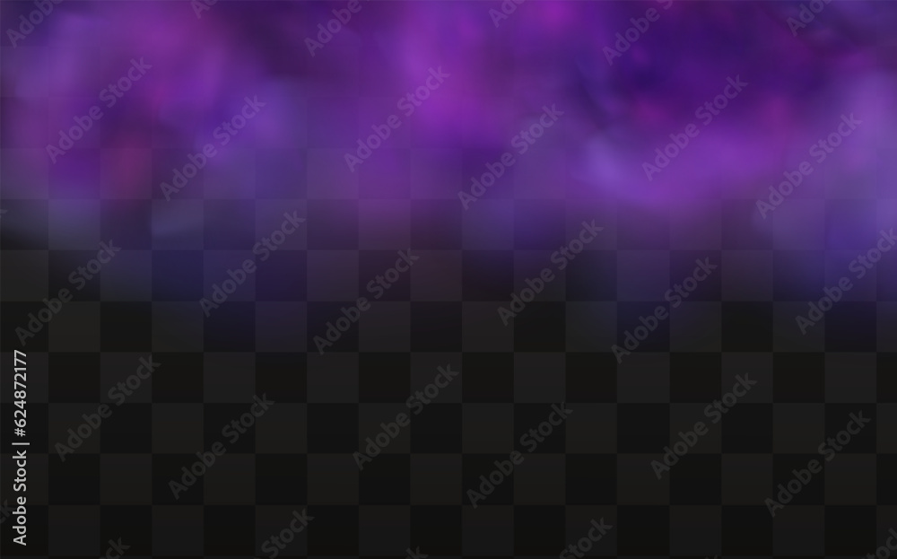 Realistic scary mystical fog in night Halloween. Purple poisonous gas ...