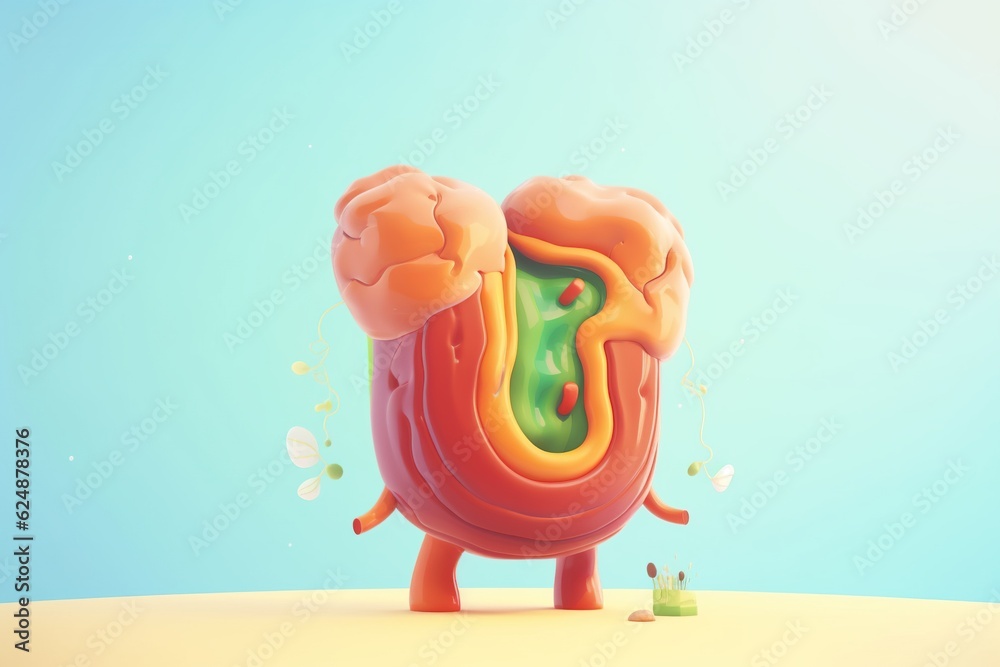 Stomach. Cute cartoon healthy human anatomy internal organ character ...