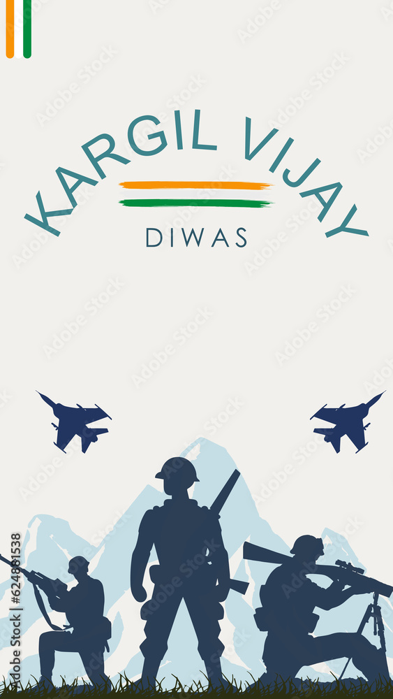Kargil Vijay Diwas Design Concept with Indian Flag and Army Stories ...