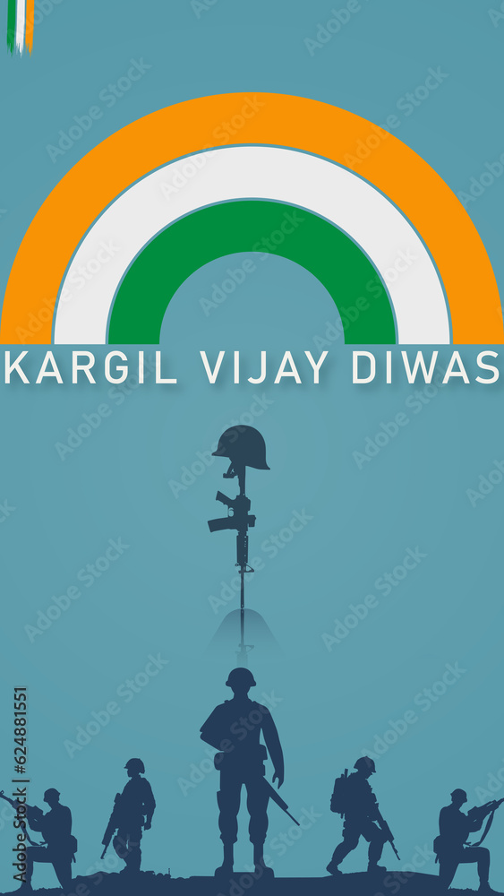 Kargil Vijay Diwas Design Concept with Indian Flag and Army Stories ...