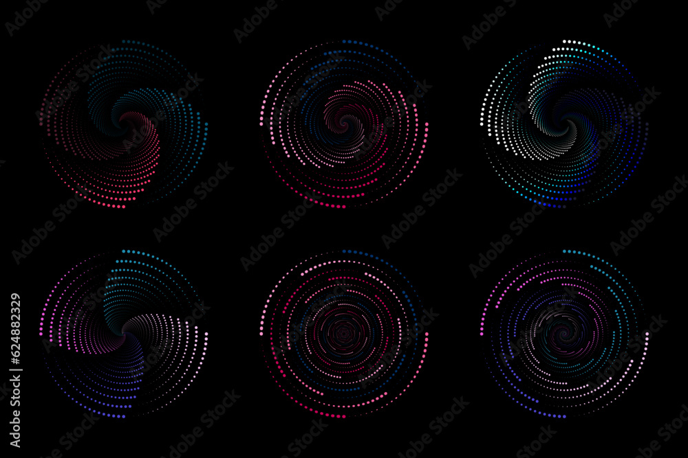 Spiral, vortex, spin element. Circular and radial lines of volutes ...