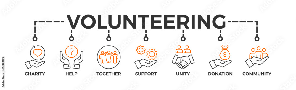 Volunteering banner web icon vector illustration concept for volunteer ...