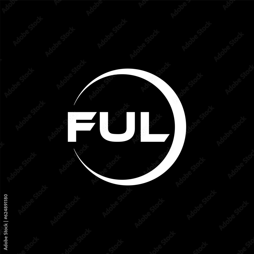 FUL letter logo design with black background in illustrator, cube logo ...