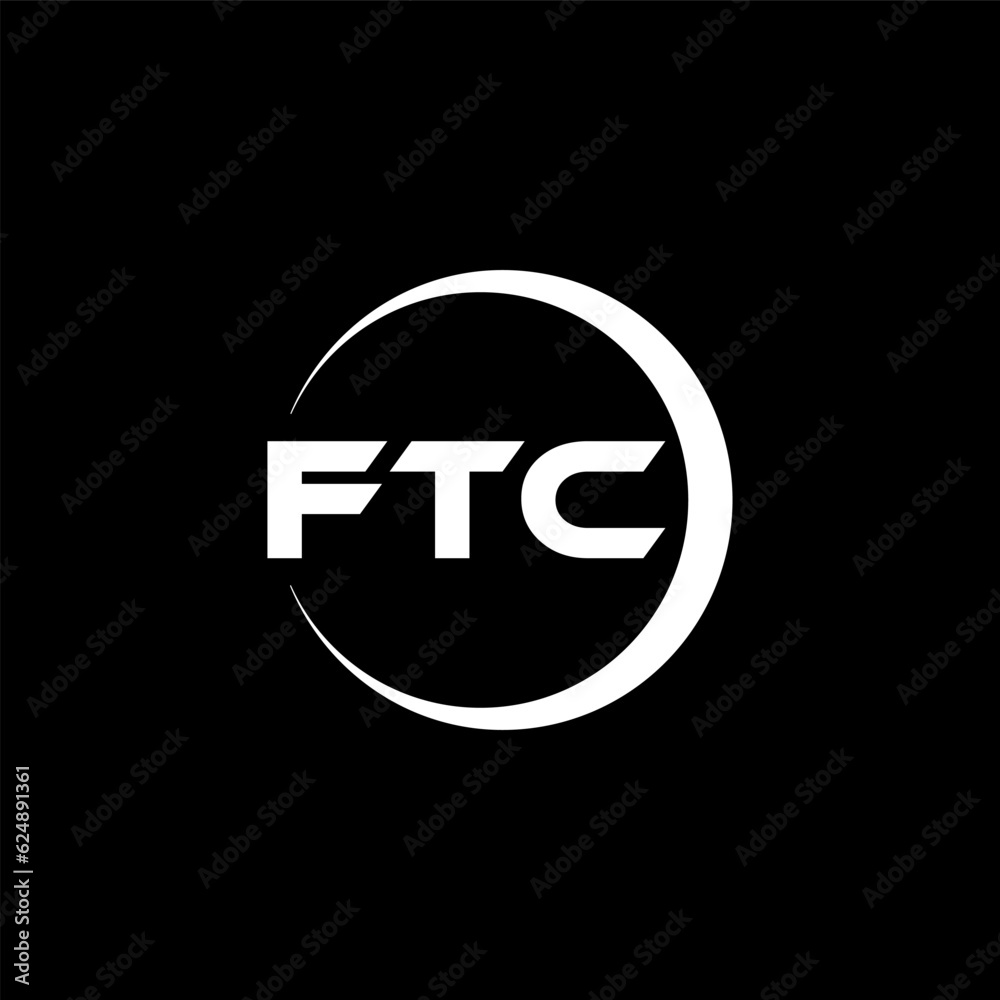 FTC letter logo design with black background in illustrator, cube logo ...