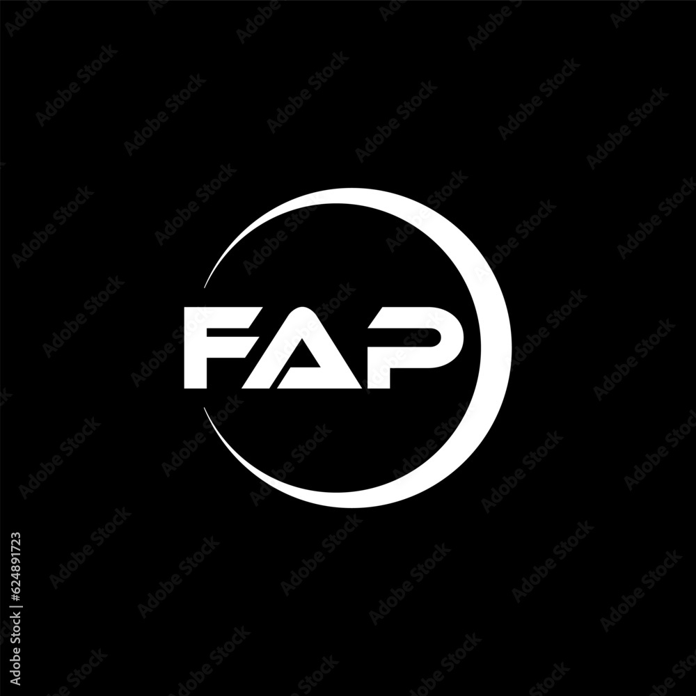 FAP letter logo design with black background in illustrator, cube logo ...