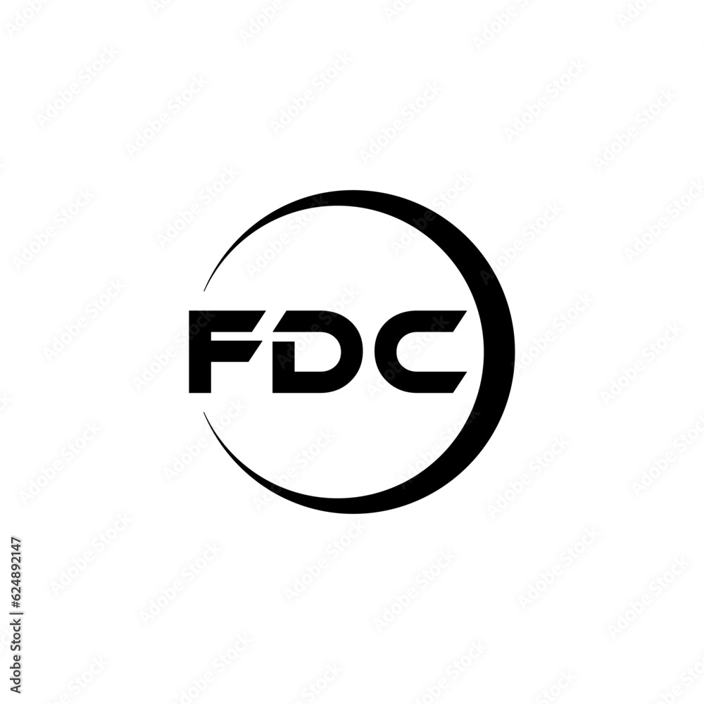 FDC letter logo design with white background in illustrator, cube logo ...