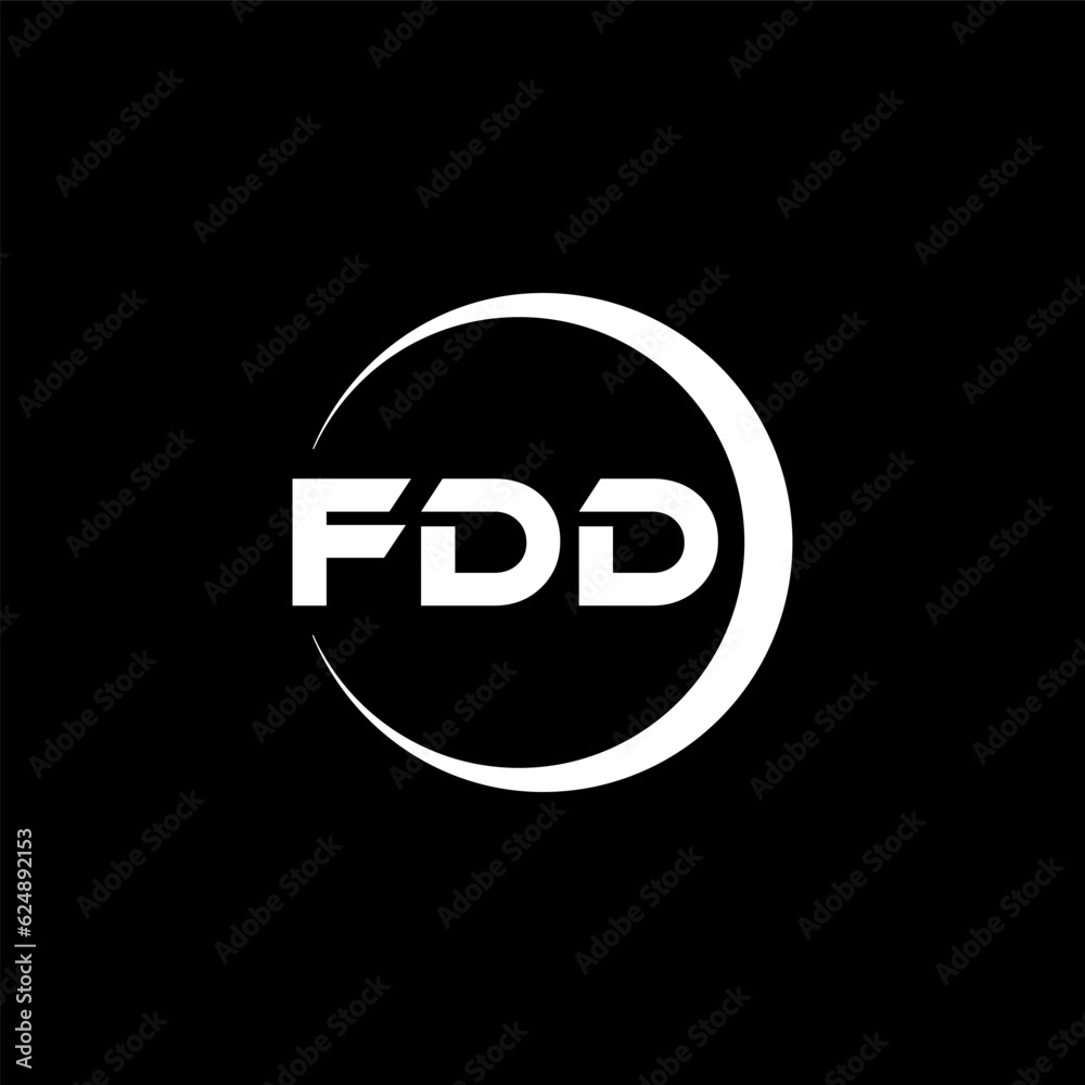 FDD letter logo design with black background in illustrator, cube logo ...