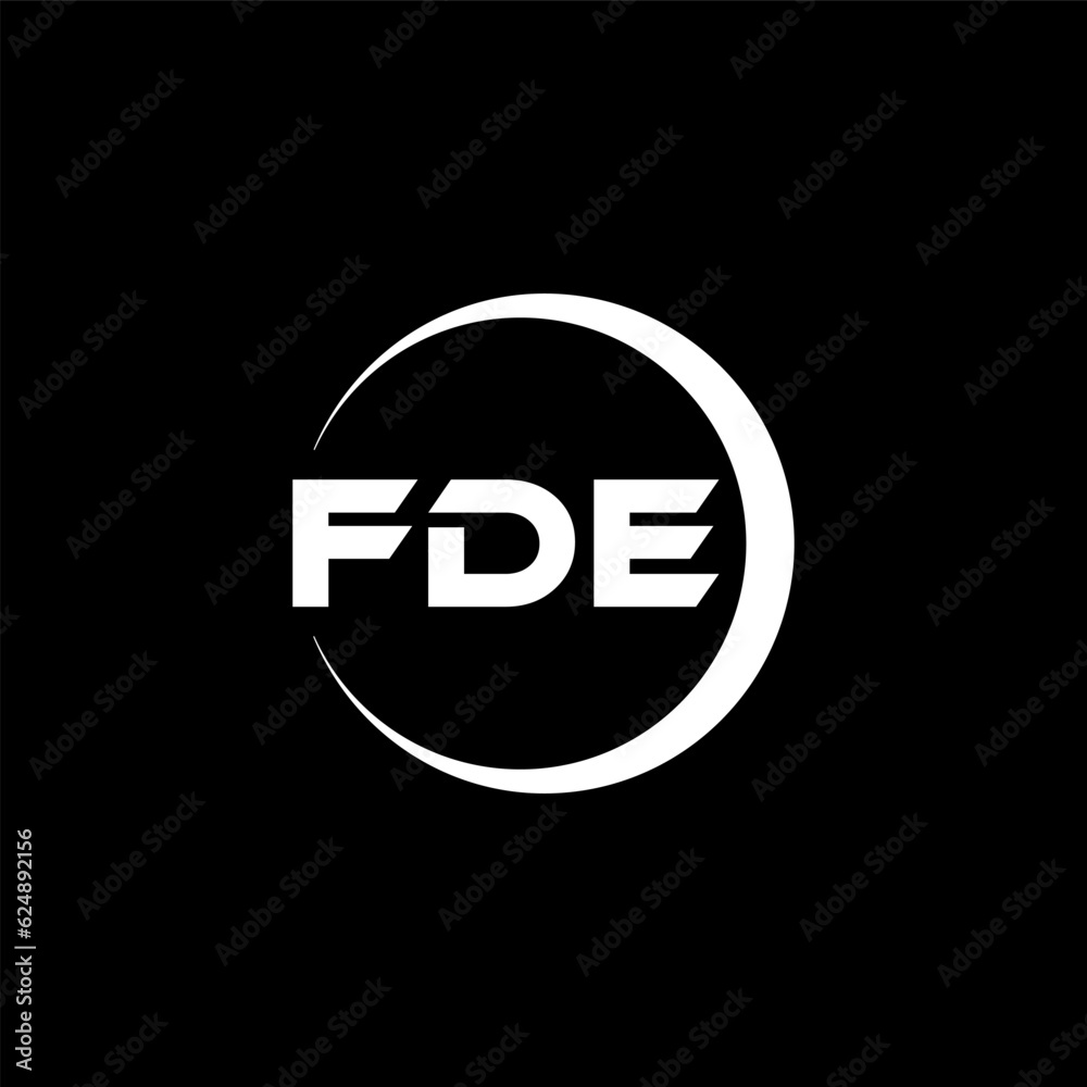 Vecteur Stock FDE letter logo design with black background in ...