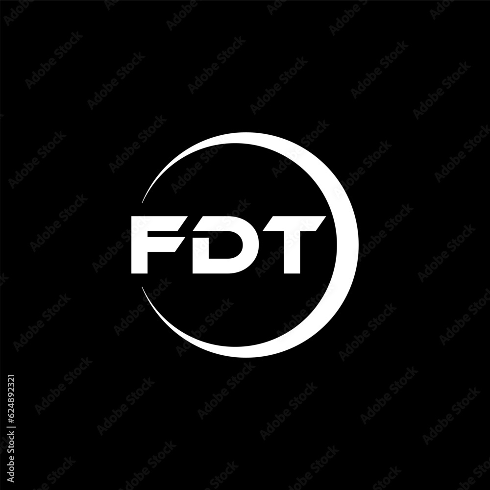 FDT letter logo design with black background in illustrator, cube logo ...