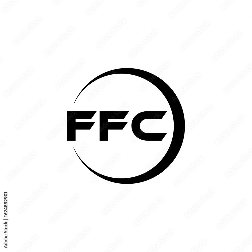 FFC letter logo design with white background in illustrator, cube logo ...
