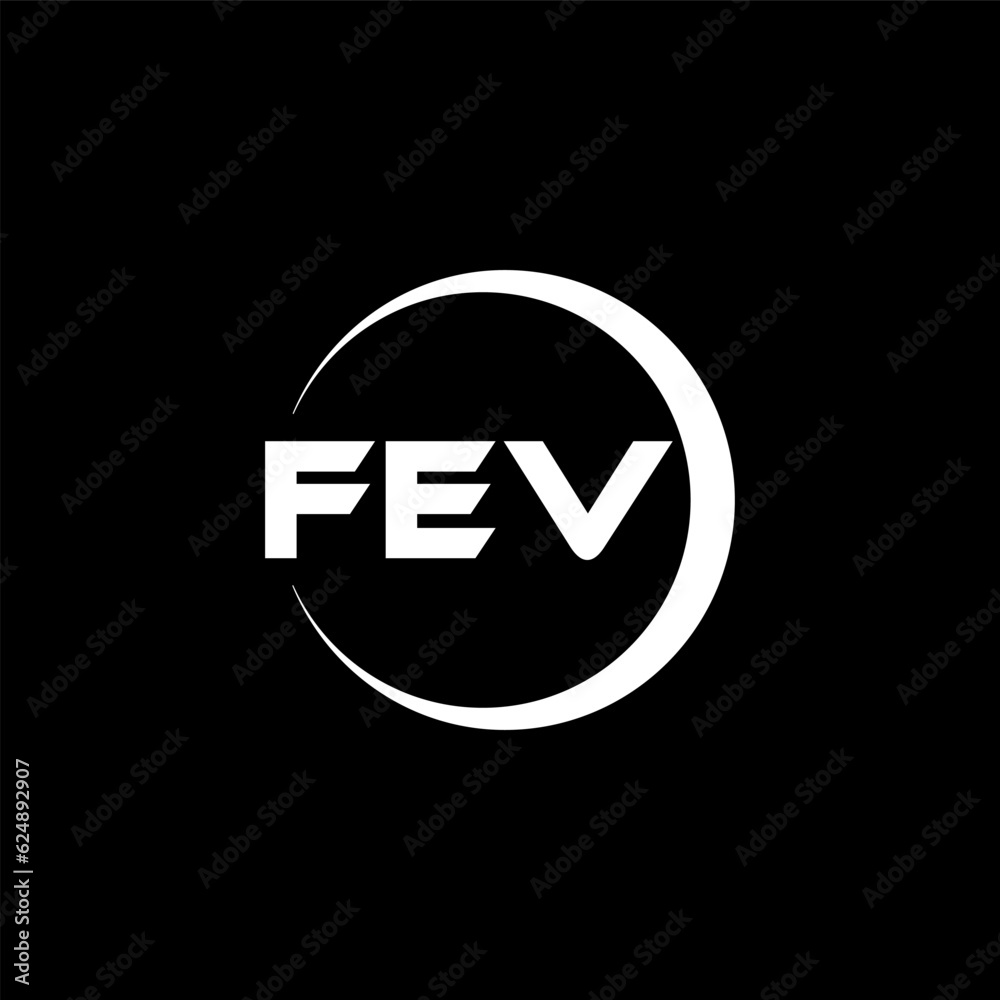 FEV letter logo design with black background in illustrator, cube logo ...