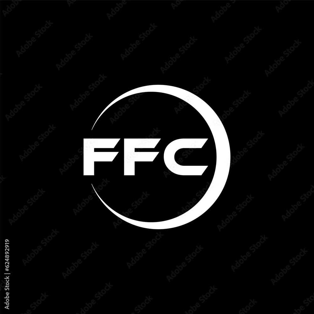 FFC letter logo design with black background in illustrator, cube logo ...