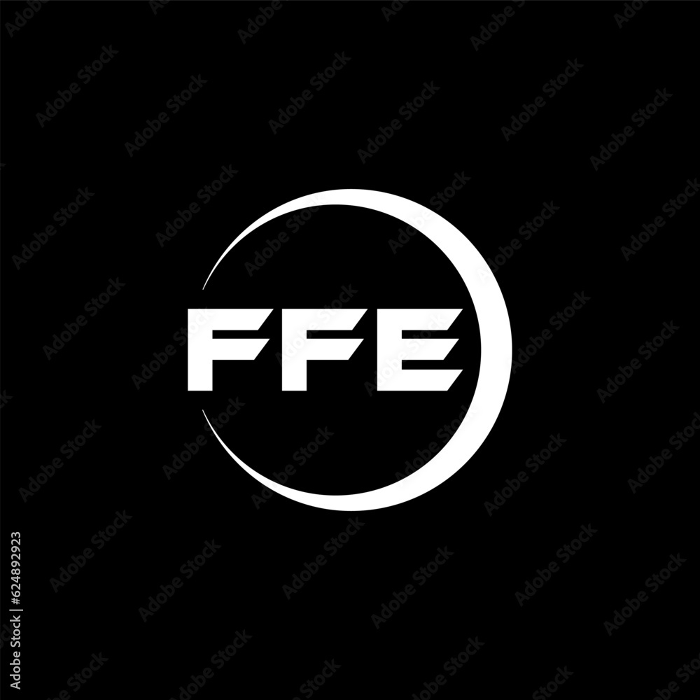 FFE letter logo design with black background in illustrator, cube logo ...