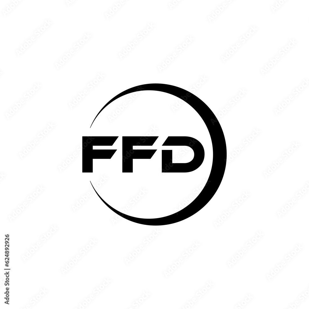 FFD letter logo design with white background in illustrator, cube logo ...