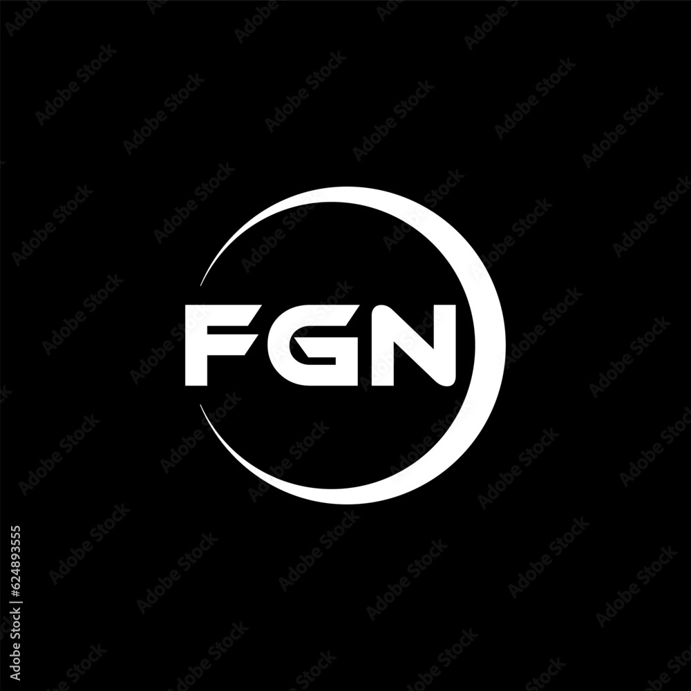 FGN letter logo design with black background in illustrator, cube logo ...