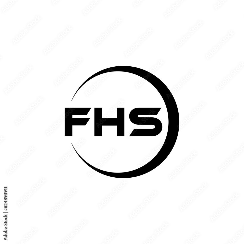 FHS letter logo design with white background in illustrator, cube logo, vector logo, modern ...