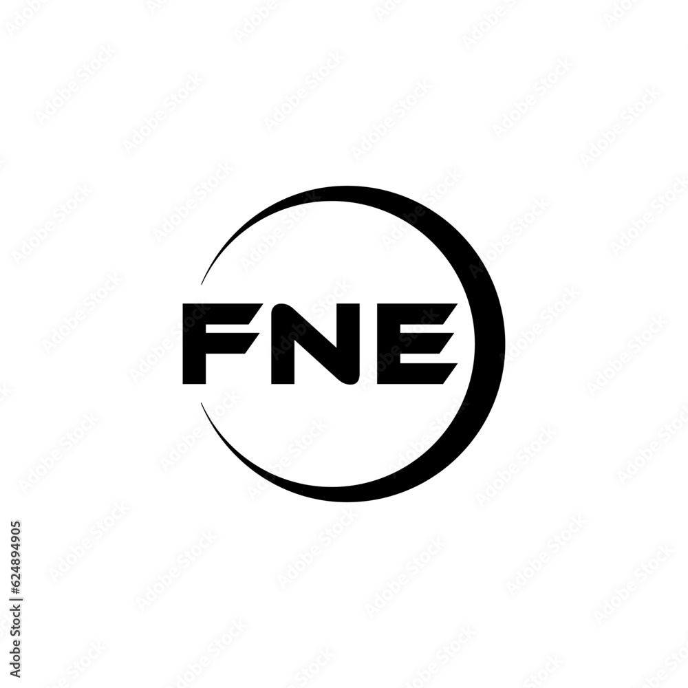 FNE letter logo design with white background in illustrator, cube logo ...
