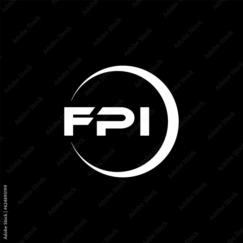 FPI letter logo design with black background in illustrator, cube logo ...