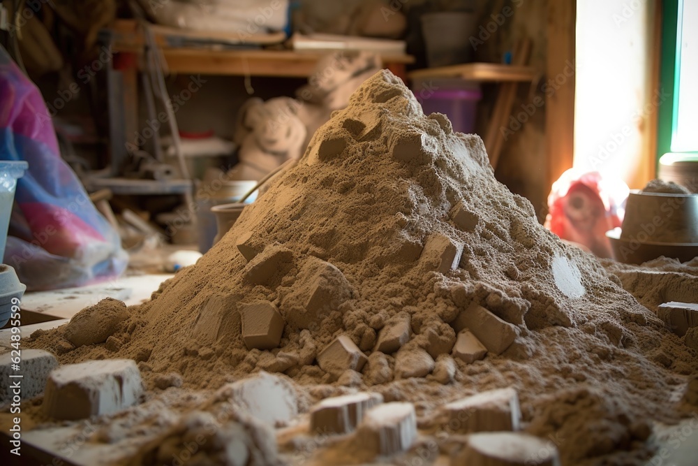 raw clay material in a pile ready for shaping, created with generative ...