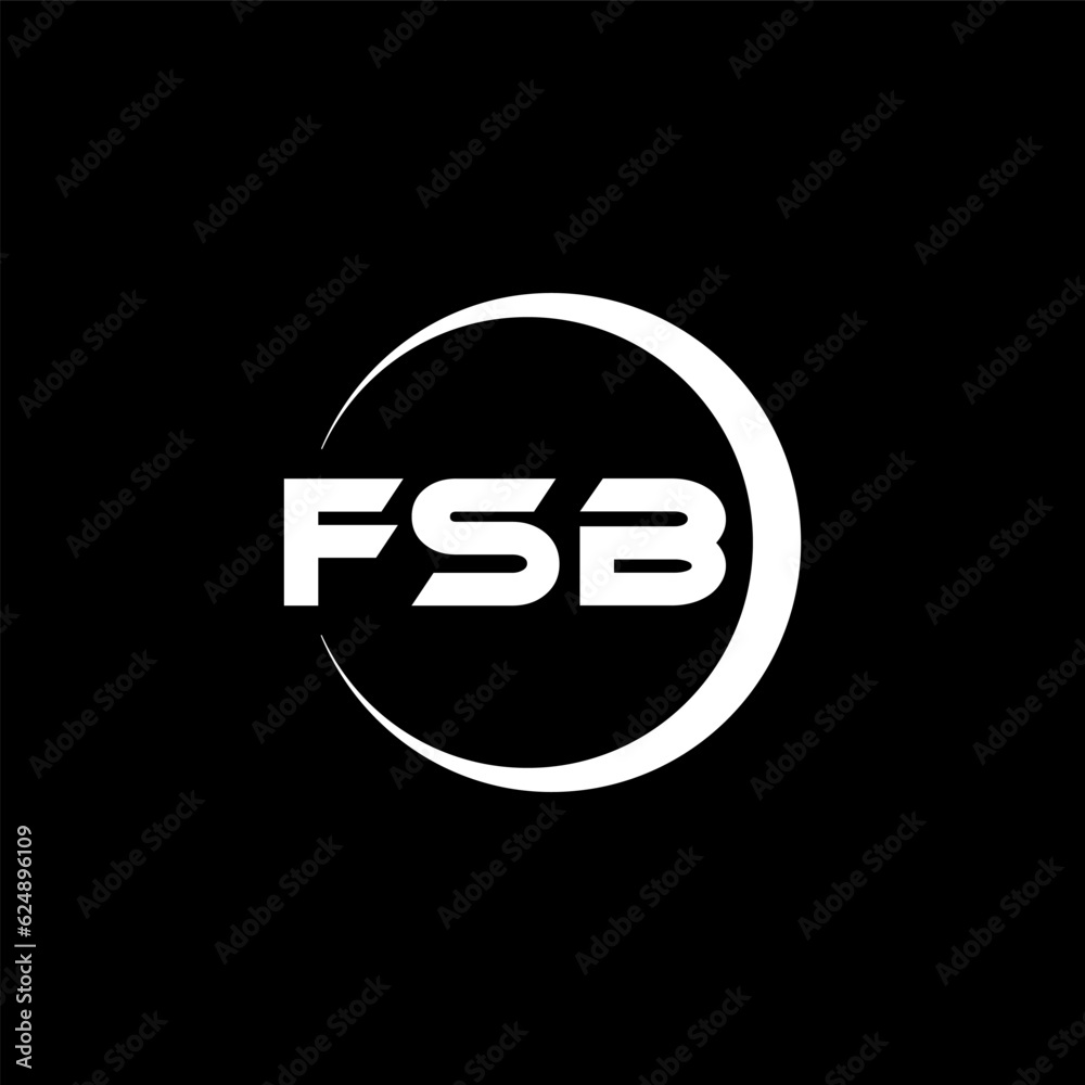 FSB letter logo design with black background in illustrator, cube logo ...