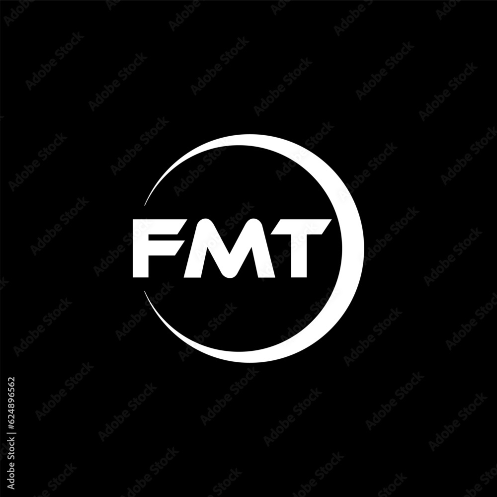 FMT letter logo design with black background in illustrator, cube logo ...