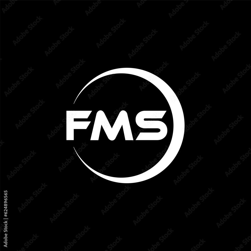 Vecteur Stock FMS letter logo design with black background in ...