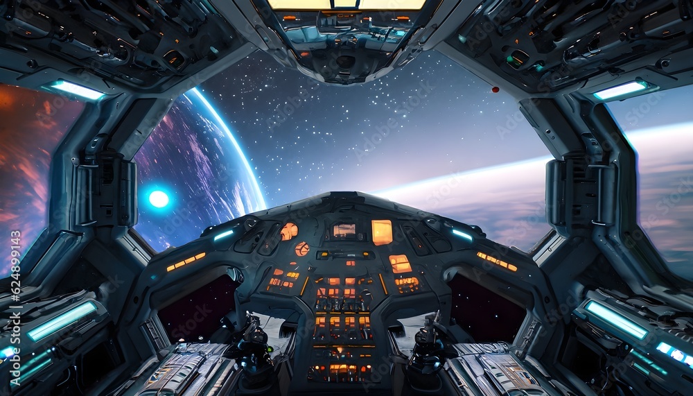 Cockpit of spaceship, galaxy, spaceship, cockpit, night, science ...