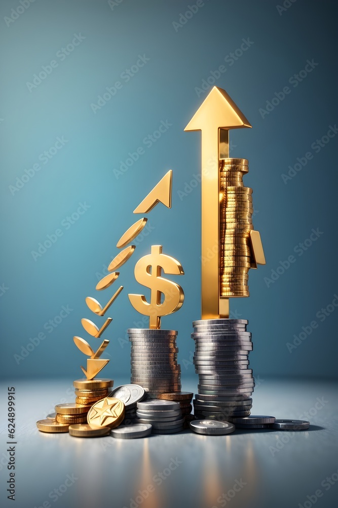 coins and increase interest AI genarate Stock Photo | Adobe Stock