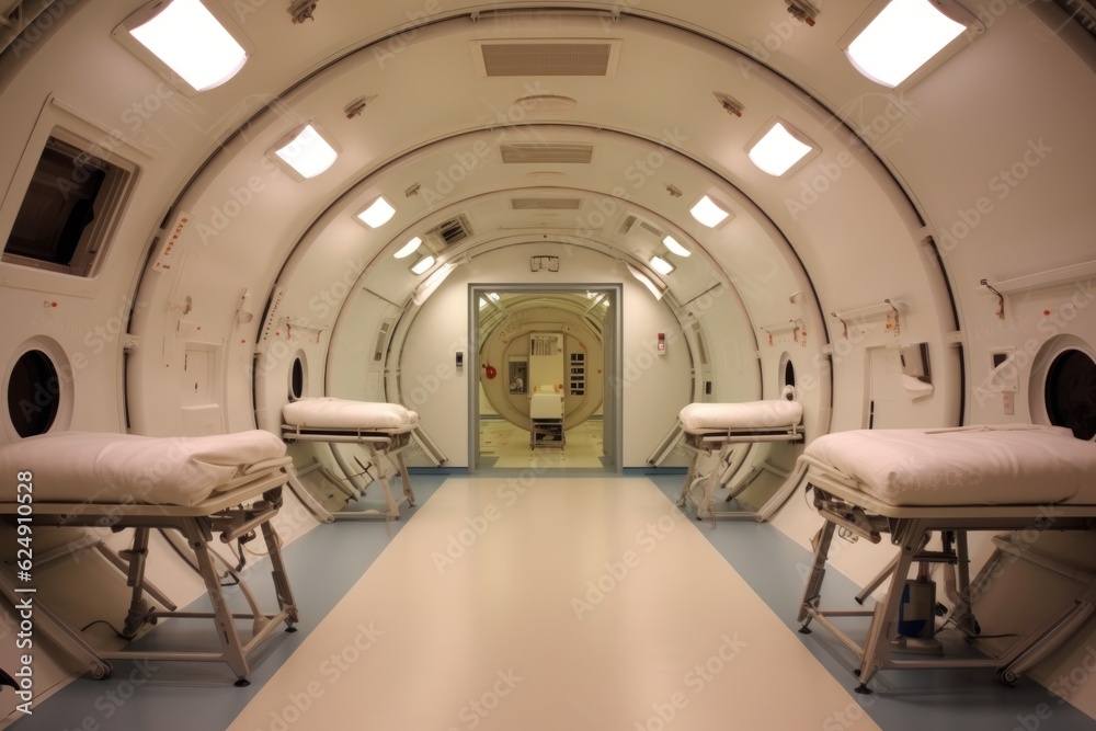 inside view of an empty hyperbaric chamber, created with generative ai ...