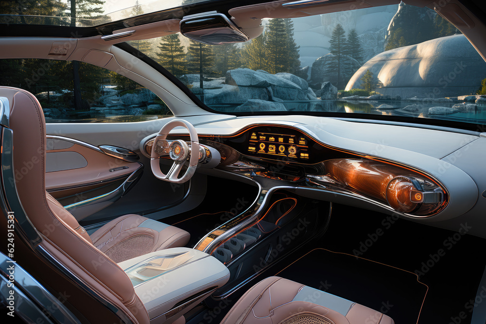 ultra futuristic car interior with luxury colors, background wallpaper ...