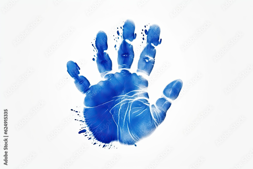 blue hand print on white background paint handprint, Transparent ...