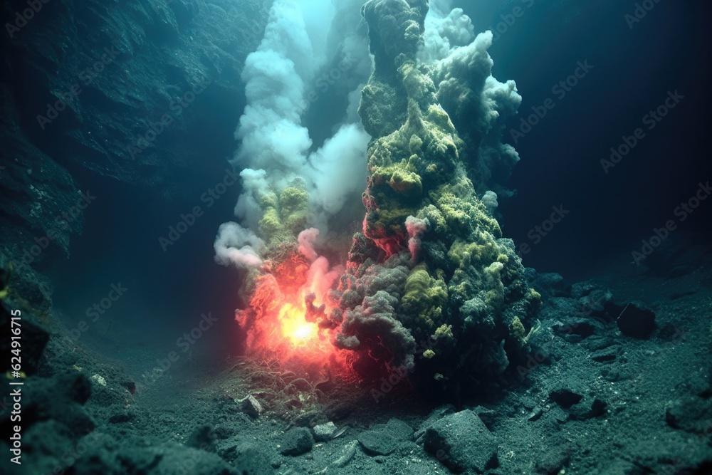 Photo & Art Print hydrothermal vent in a deep sea trench, emitting ...
