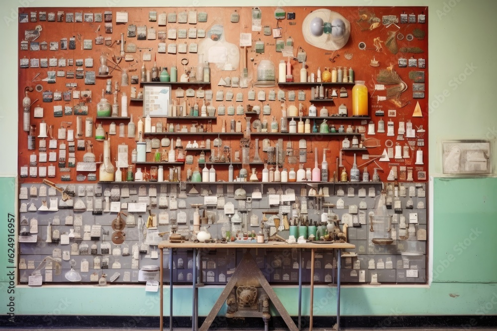 periodic table of elements displayed on a laboratory wall, created with ...