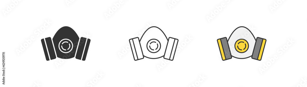 Breathing medical respiratory mask N95 for face icon isolated on white ...