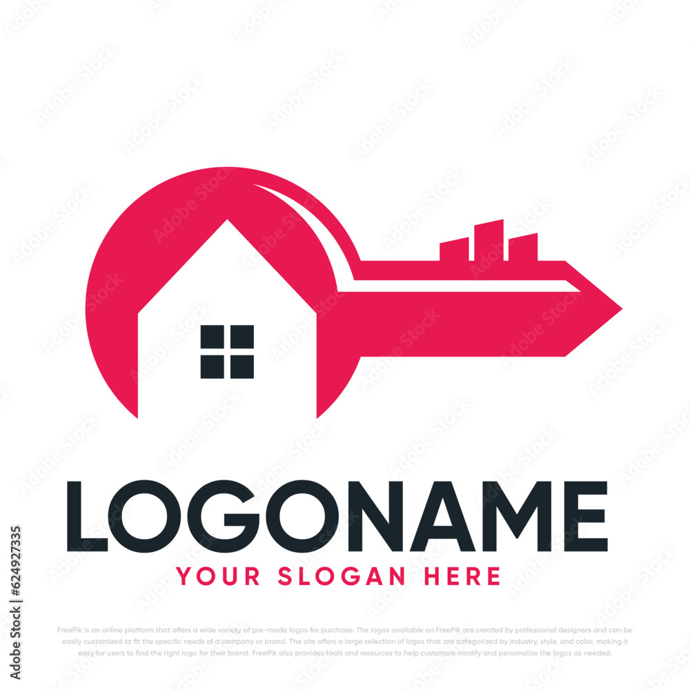 Key House Logo Design Stock Vector | Adobe Stock