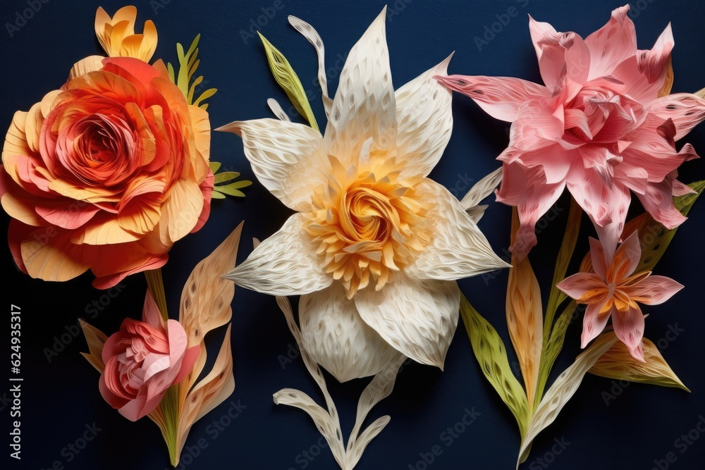paper flowers in various stages of bloom, created with generative ai ...