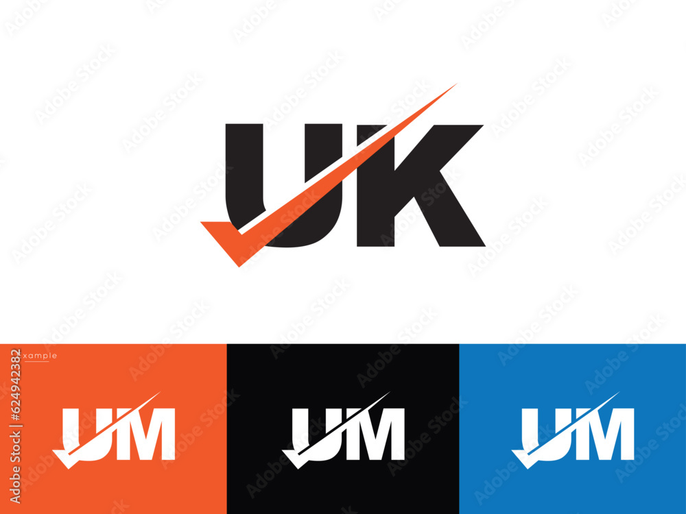 uk ku Logo Icon, Initial uk Checkmark Logo Letter Stock Vector | Adobe ...
