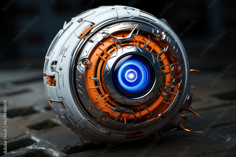 Round metal cyber electronic eye surveillance security with lights ...