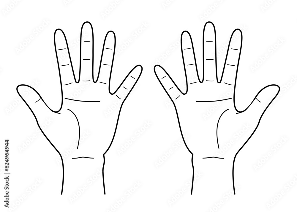 Vector line drawing illustration of two hands with open palms Stock ...