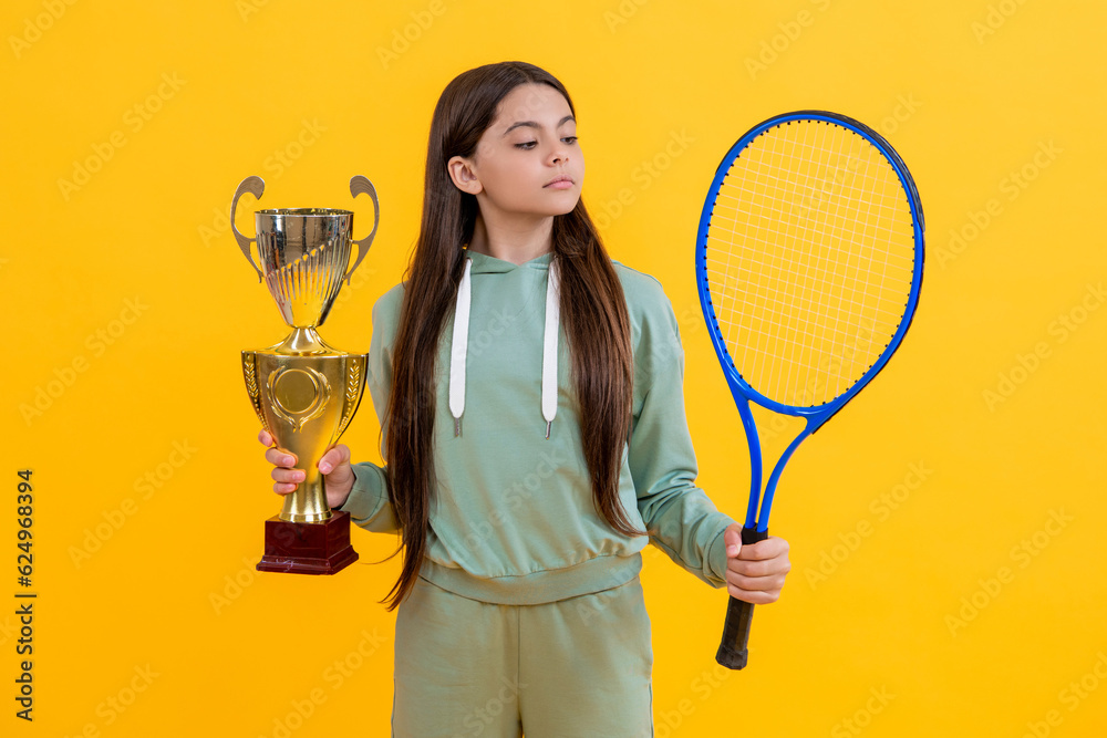 proud sport champion girl of badminton. girl celebrating as tennis ...