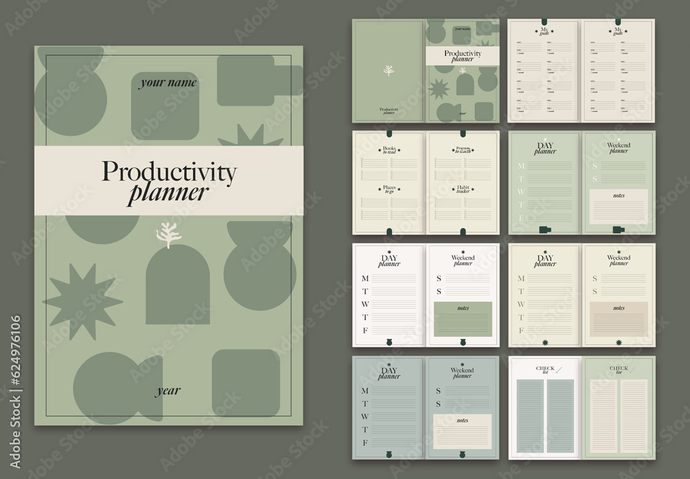 Productivity Planner Layout Stock Template | Adobe Stock