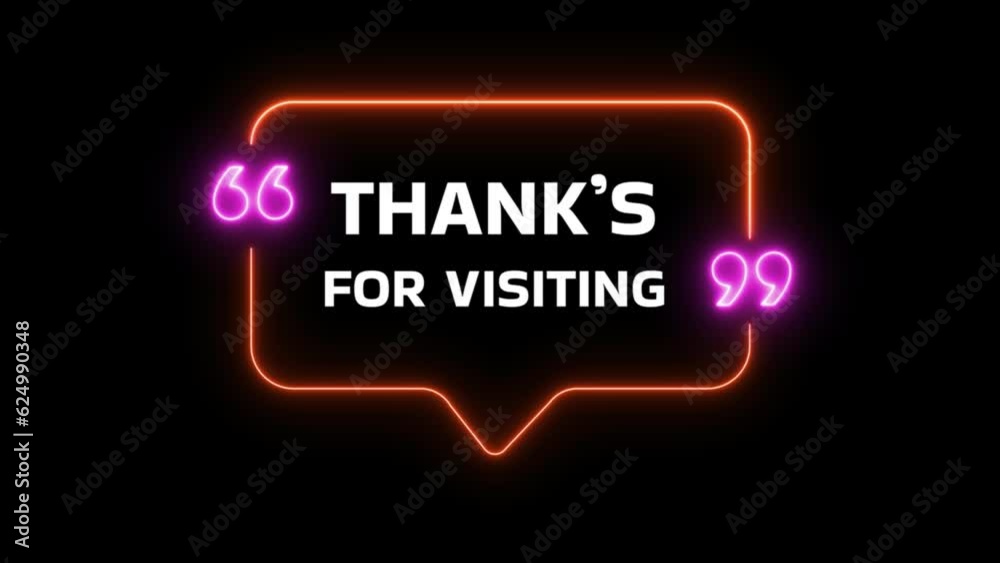 Animation thanks for visiting. Animated motion graphics with neon style ...