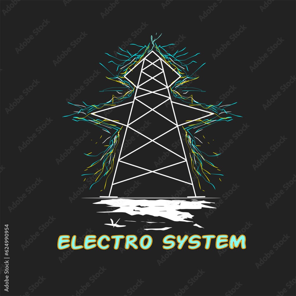Print an illustration of an electric tower or an electric signal ...