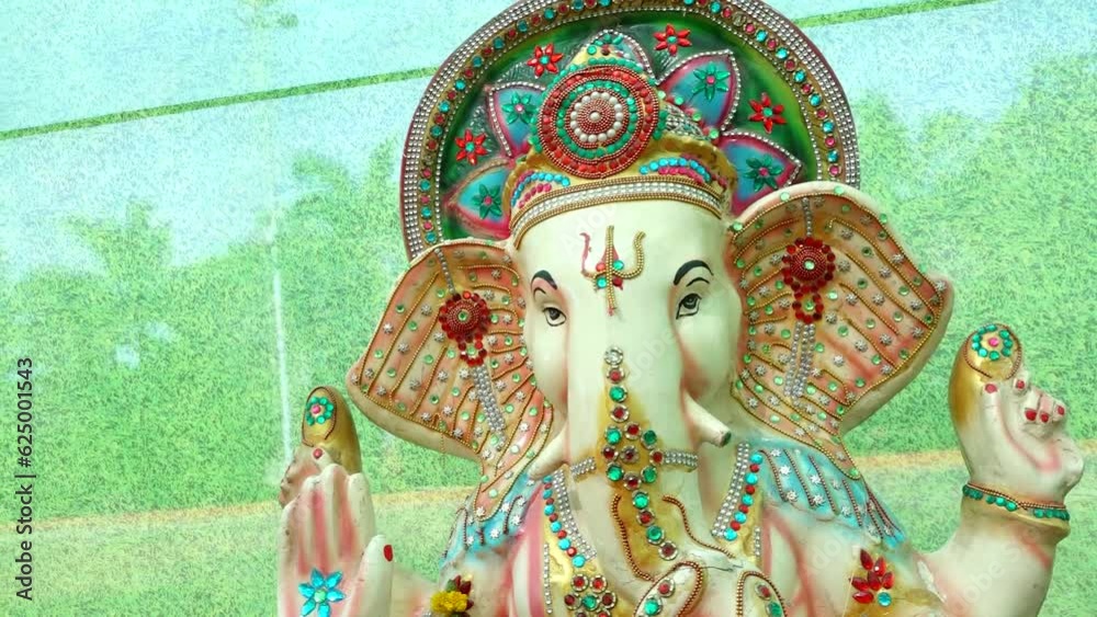 Hindu God Ganesha Close Up. Elephant Face. Lovely Statue Of God ...